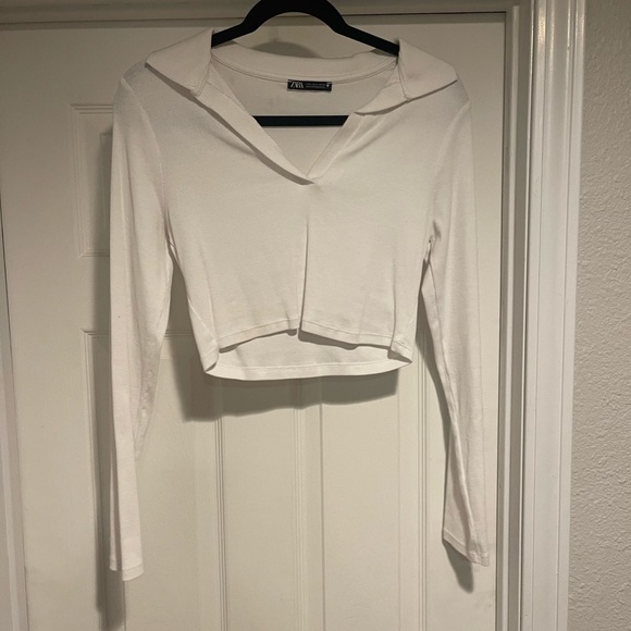 Zara | Tops | Zara White Collared Top | Poshmark